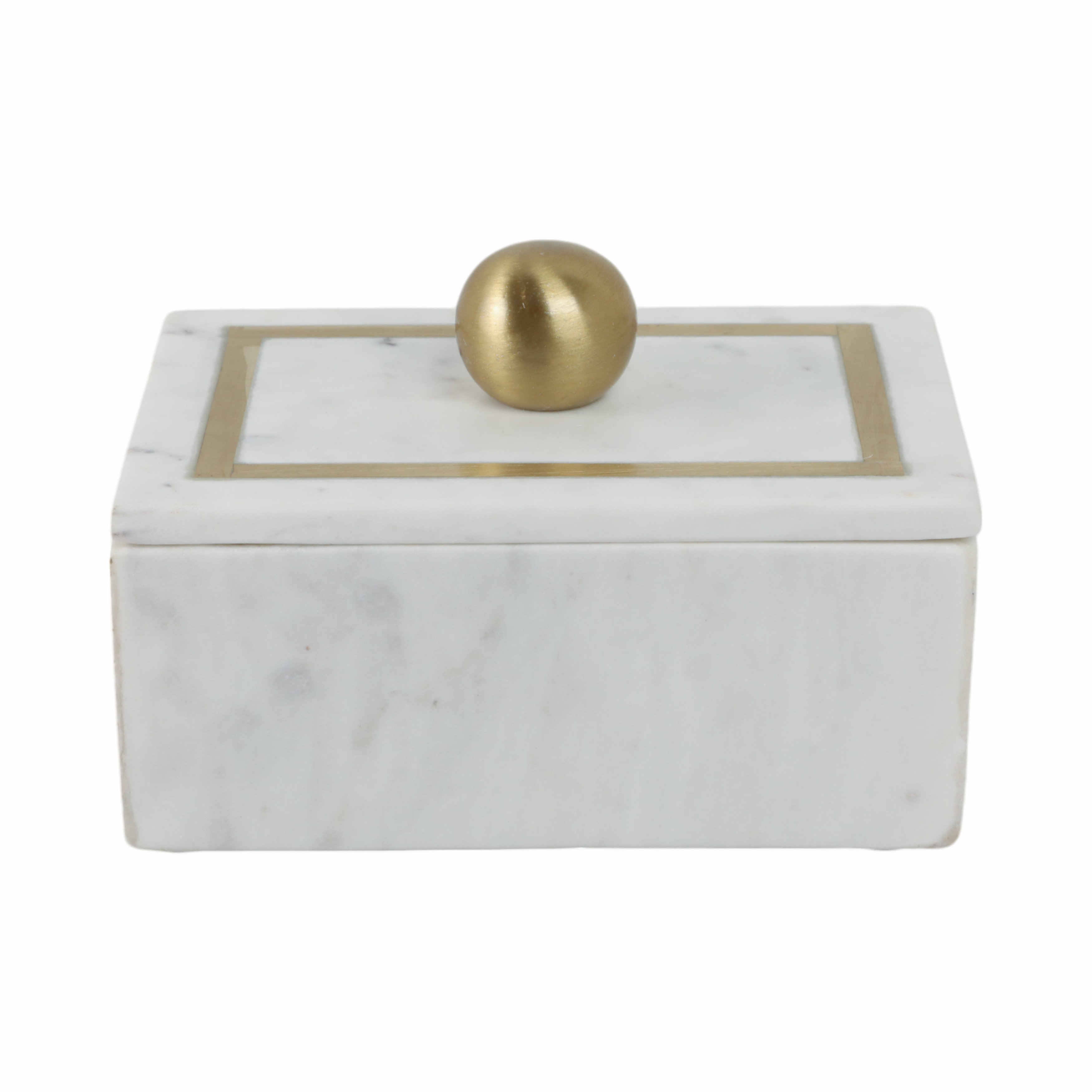 Mercer41 Andranique Decorative Box Marble Stone Metal Brass Modern ...