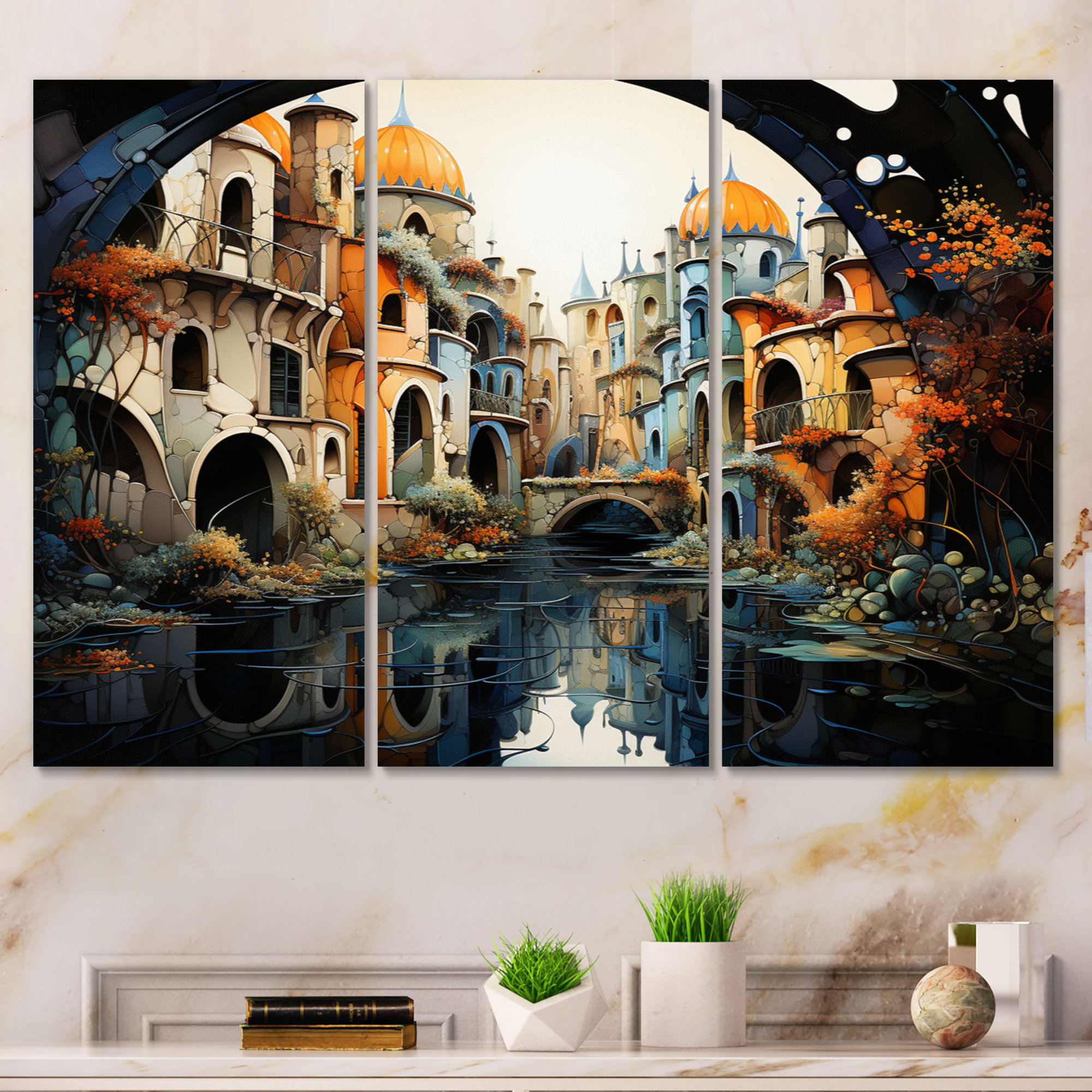 Design Art Orange Canal Surreal Waterways Magical - Architecture Metal ...