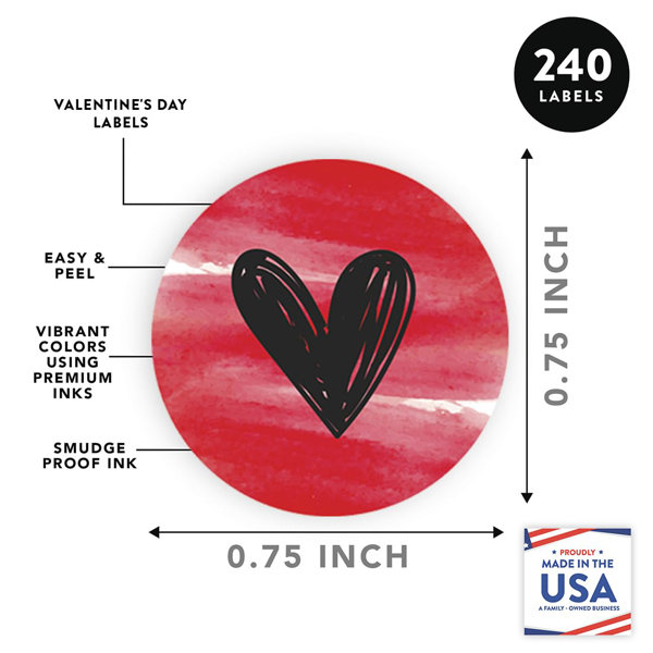 The Holiday Aisle® Black Scribbled Heart Chocolate Drop Labels, Wedding ...