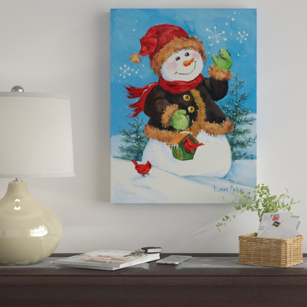 The Holiday Aisle® 'Fur Coat Snowman' Acrylic Painting Print on Wrapped ...