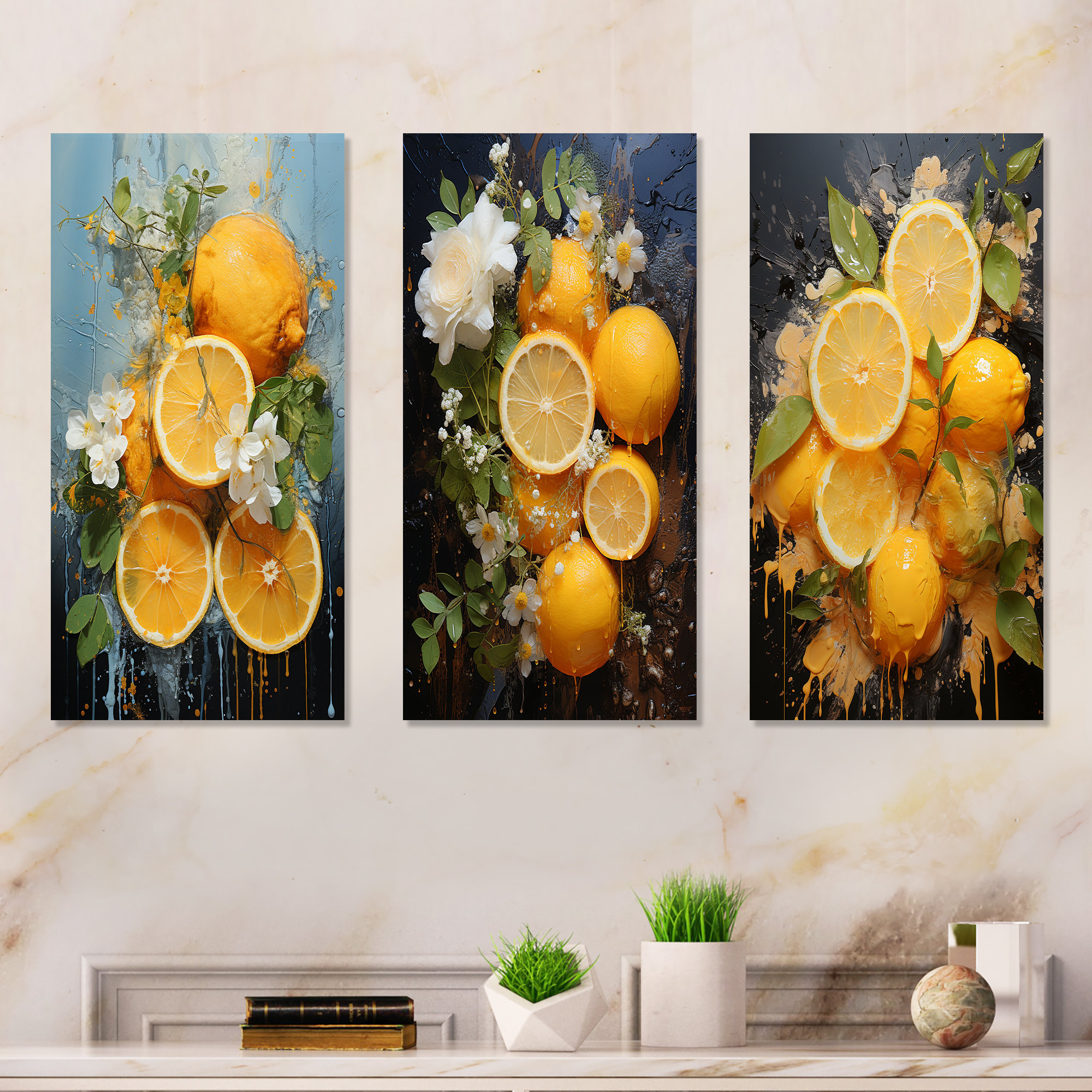 Latitude Run® Yellow Yin Yang Lemon Fruit - Fruits Wall Art Prints Set ...