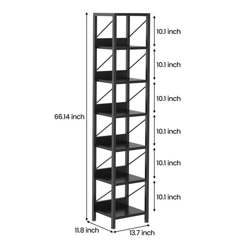 17 Stories Narrow Bookshelf Tall Skinny Bookcase 6 Tier Storage Rack ...