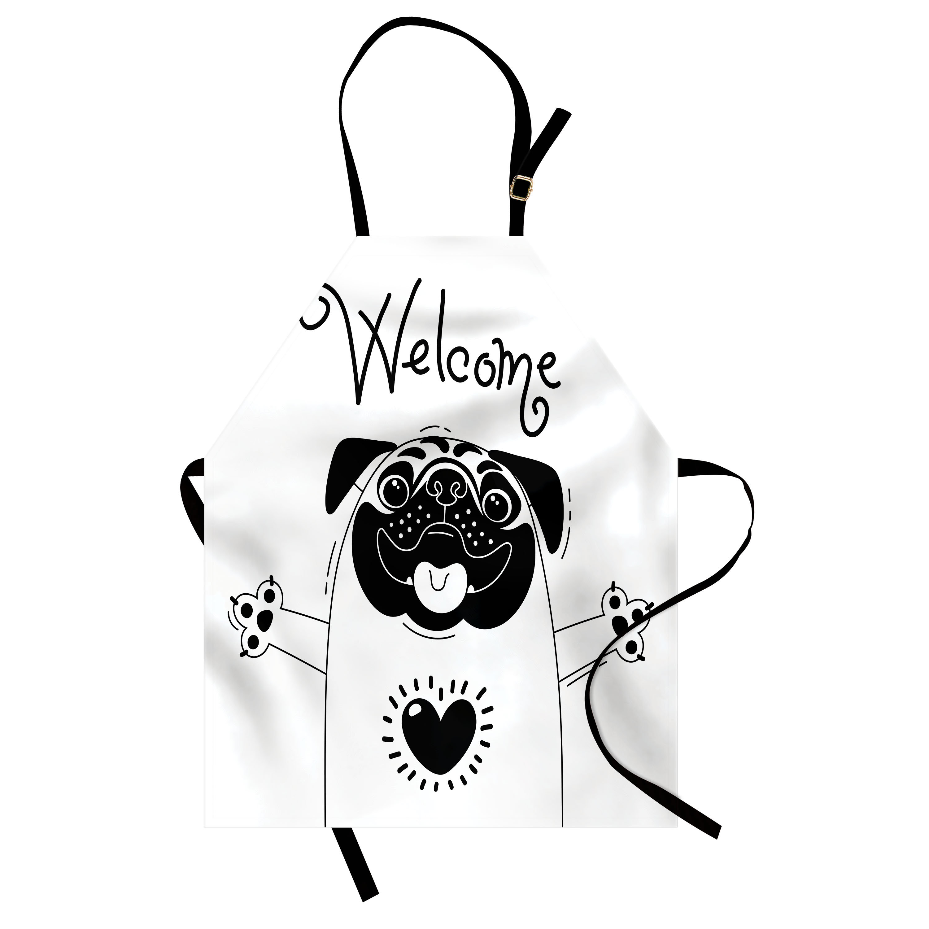 East Urban Home Pug Apron, Cooking Gardening, Adult Size, Black White ...