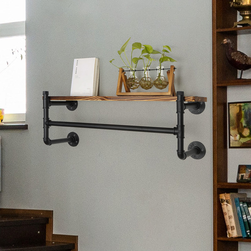 Williston Forge Javin 32" Metal Wall Mounted Clothes Rack | Wayfair