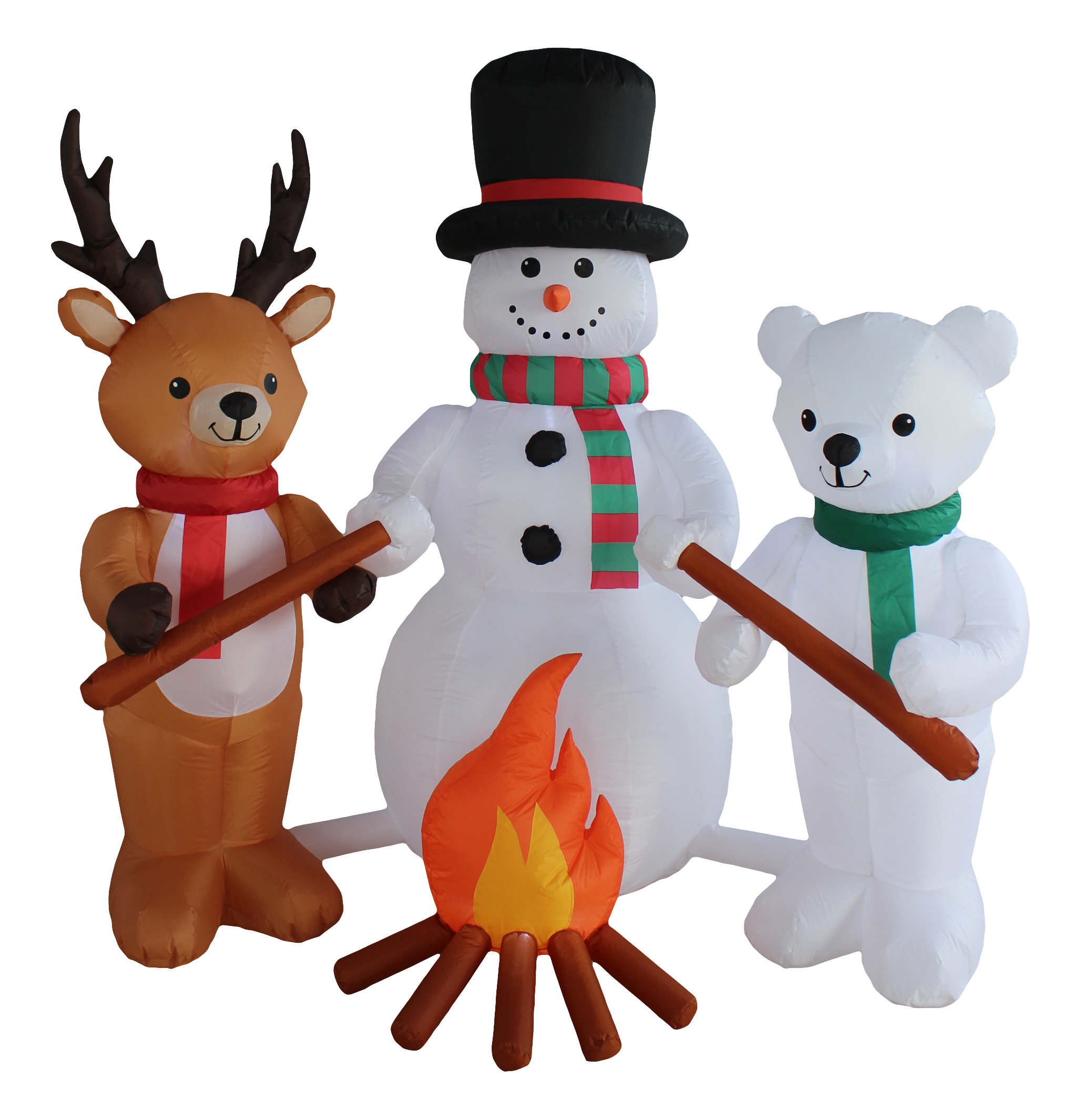The Holiday Aisle® 6 Foot Tall Christmas Inflatable Snowman Reindeer ...