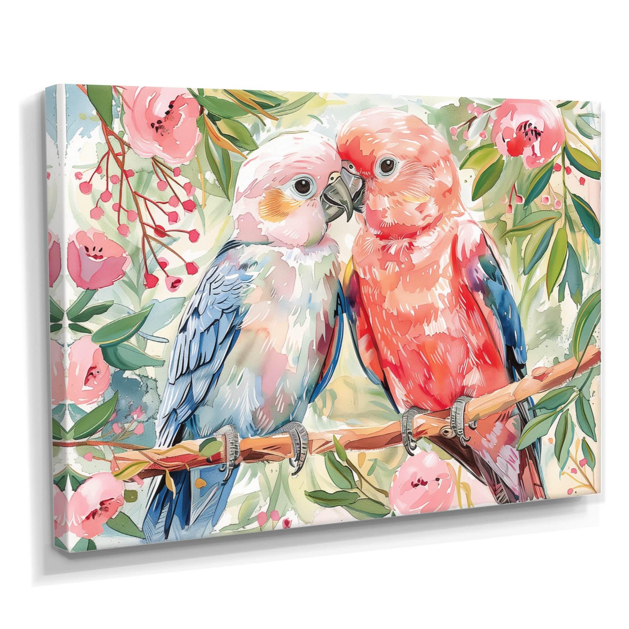 Bay Isle Home™ Pink Green Parrot Love Birds II - Parrot Wall Art Print ...