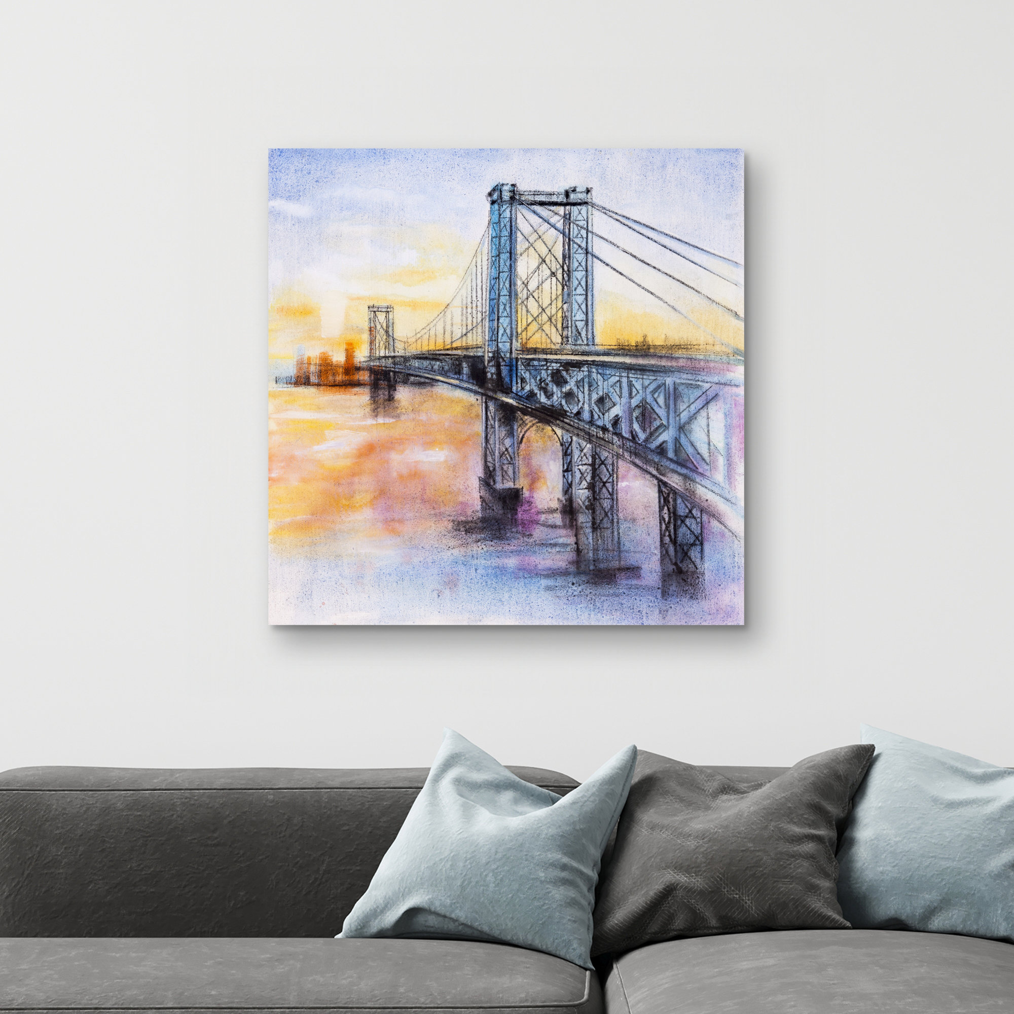 Begin Edition International Inc. Abstract brooklyn bridge - 32"x32" art ...