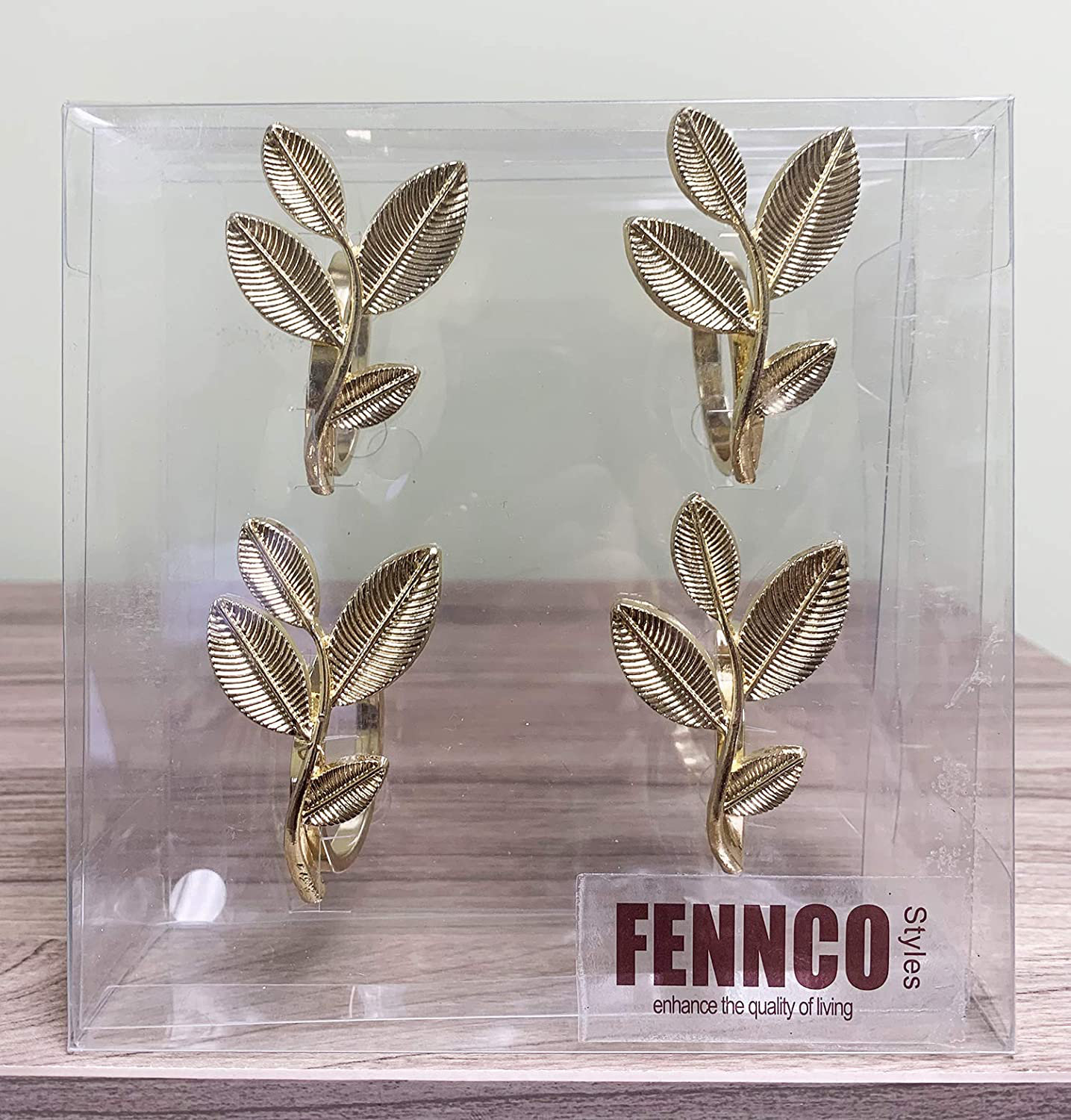 Rosdorf Park Gold Delicate Leaf Metal Napkin Rings, Set Of 4 | Wayfair