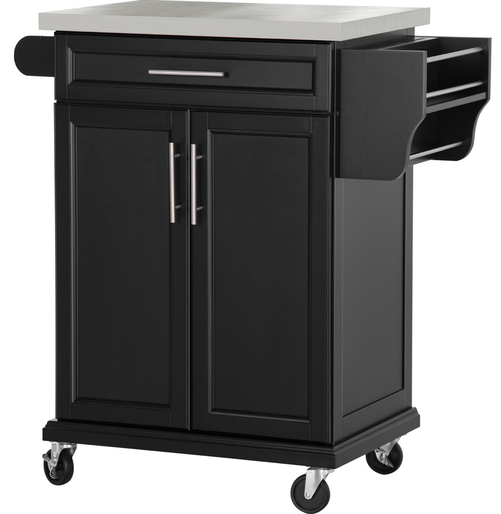 Kozart Rolling kitchen cart with stainless steel countertop, drawers ...