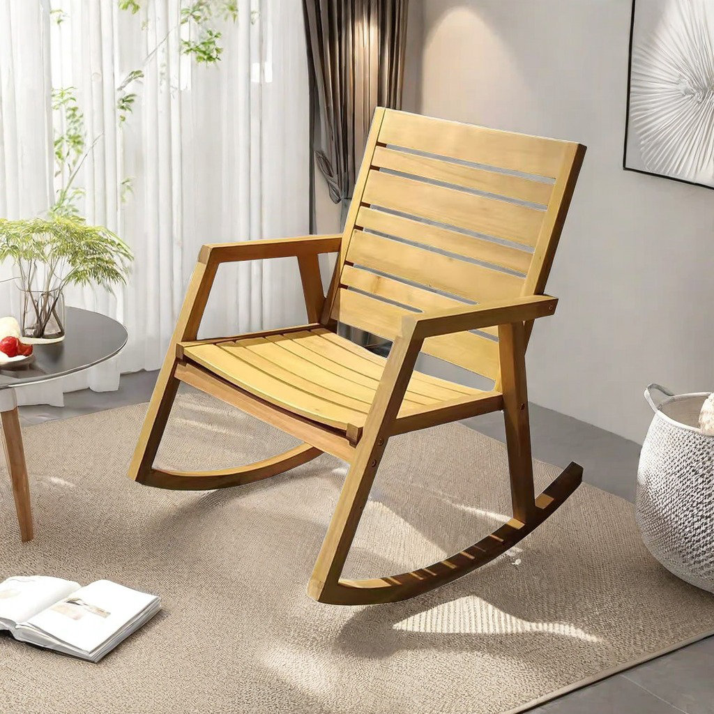 Comfort Zone Furniture.e Solid Wood Rocking Chair Nordic Modern Casual ...