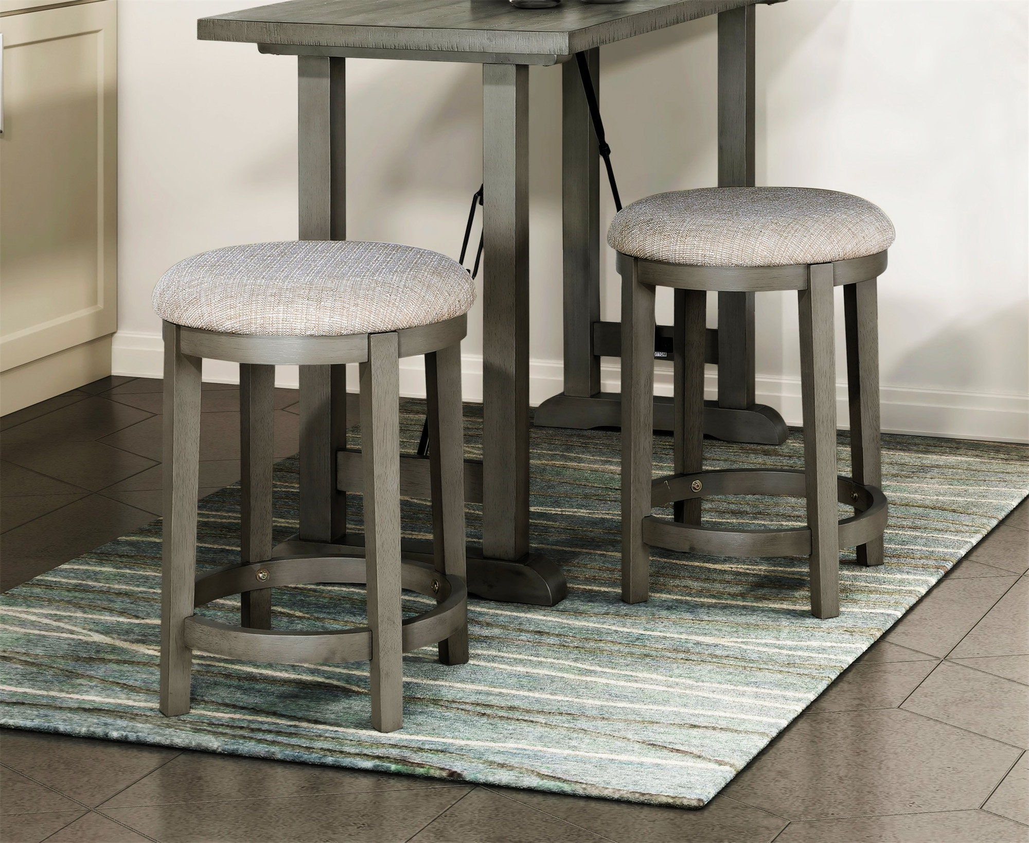 Lark Manor™ Light Gray Finish Counter Height Stools Set Of 2, Foam ...