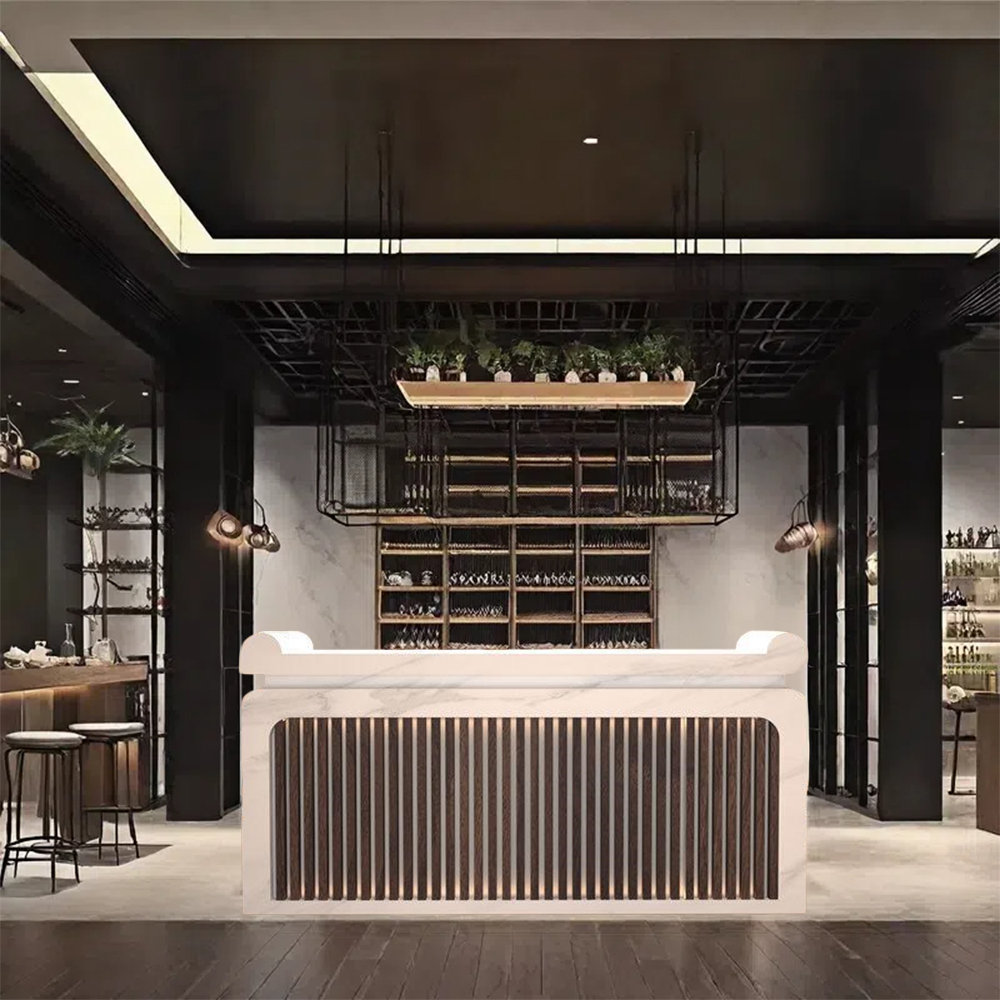 KPXU Bar Counter 86.61-Inch Vintage Front Desk Bar Counter | Wayfair