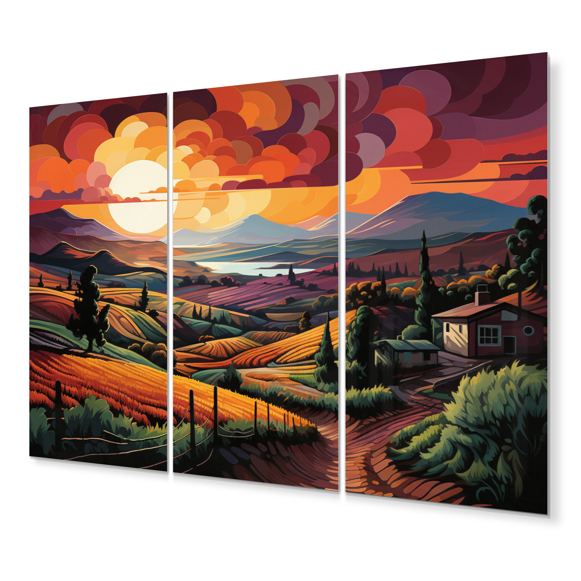 Red Barrel Studio® Vineyard Sunset Rows Of Ruby Landscape III ...