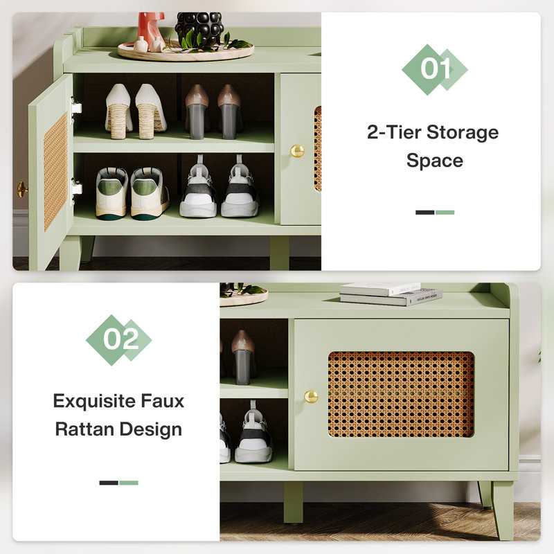 Bay Isle Home™ Light Green Rattan Shoe Cabinet & Reviews - Wayfair Canada