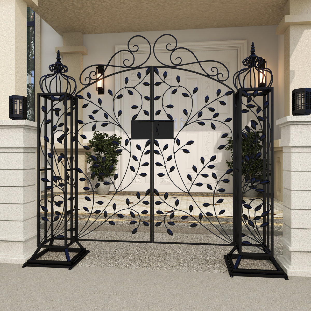 Astoria Grand Verduzco Metal Indoor Outdoor Scrollwork Arched Gate ...