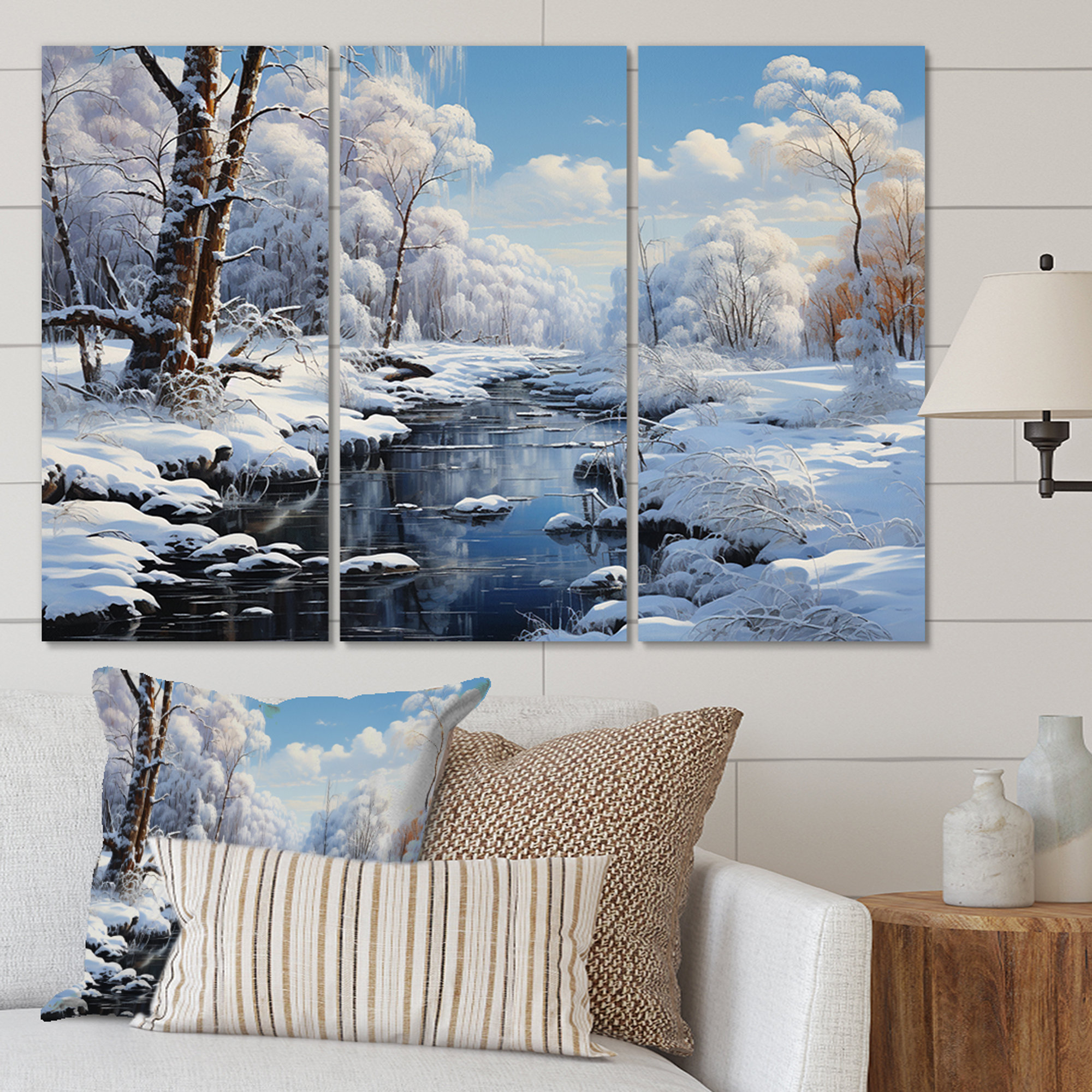 Millwood Pines Winter Snowy Serenity I On Canvas 3 Pieces Print | Wayfair