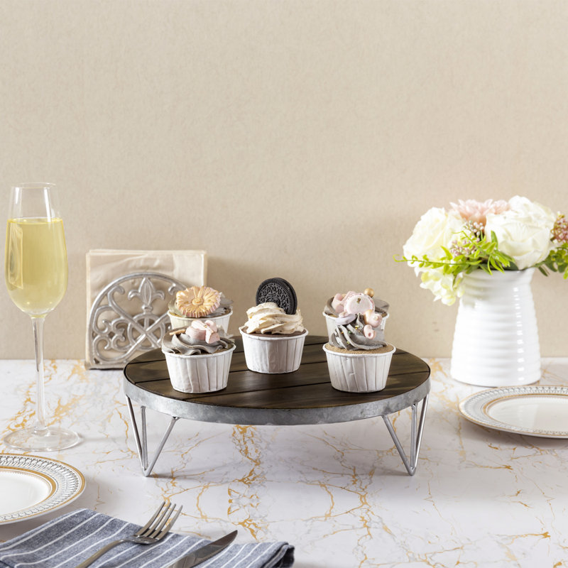 Wrought Studio™ Einike Rustic Galvanized Metal Cake Stand | Wayfair