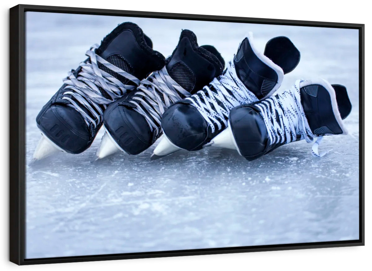 Ebern Designs Hockey Skates On Ice Canvas Print | Wayfair