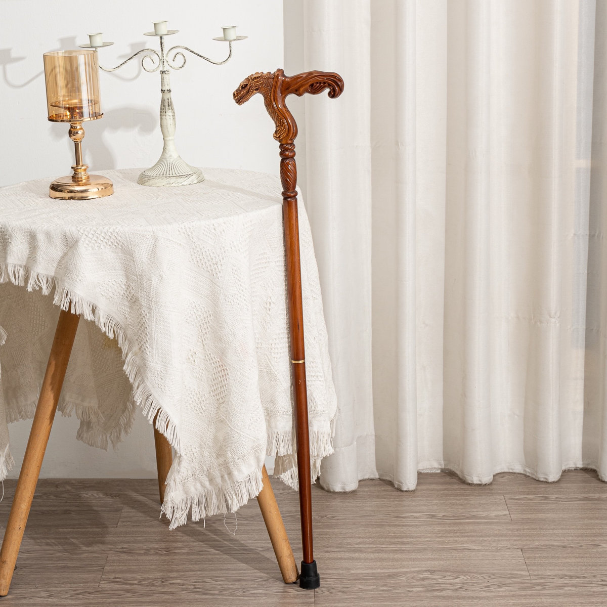 Alcott Hill® Hand Carved Wooden Walking Cane With Ergonomic Handle And ...