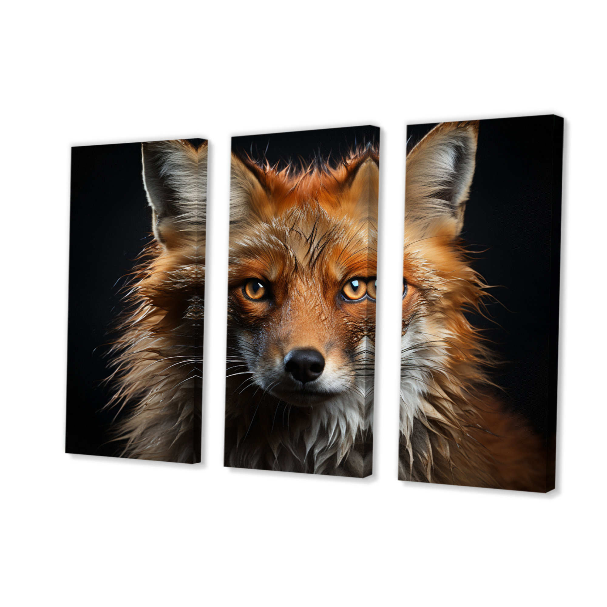 Millwood Pines Fox Portrait Photo On Canvas 3 Pieces Print | Wayfair