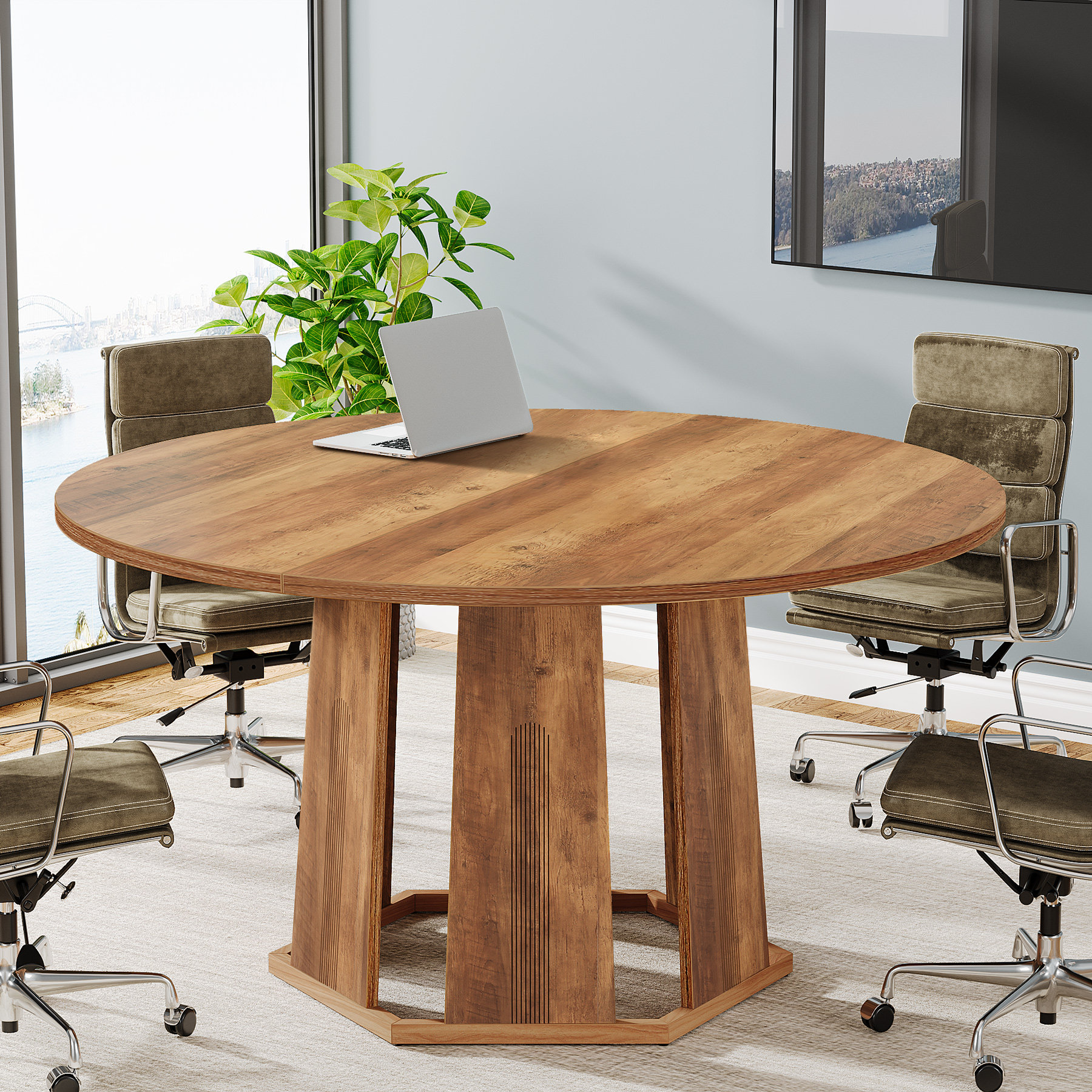 Union Rustic 47" Round Conference Table For 4-6 People | Wayfair