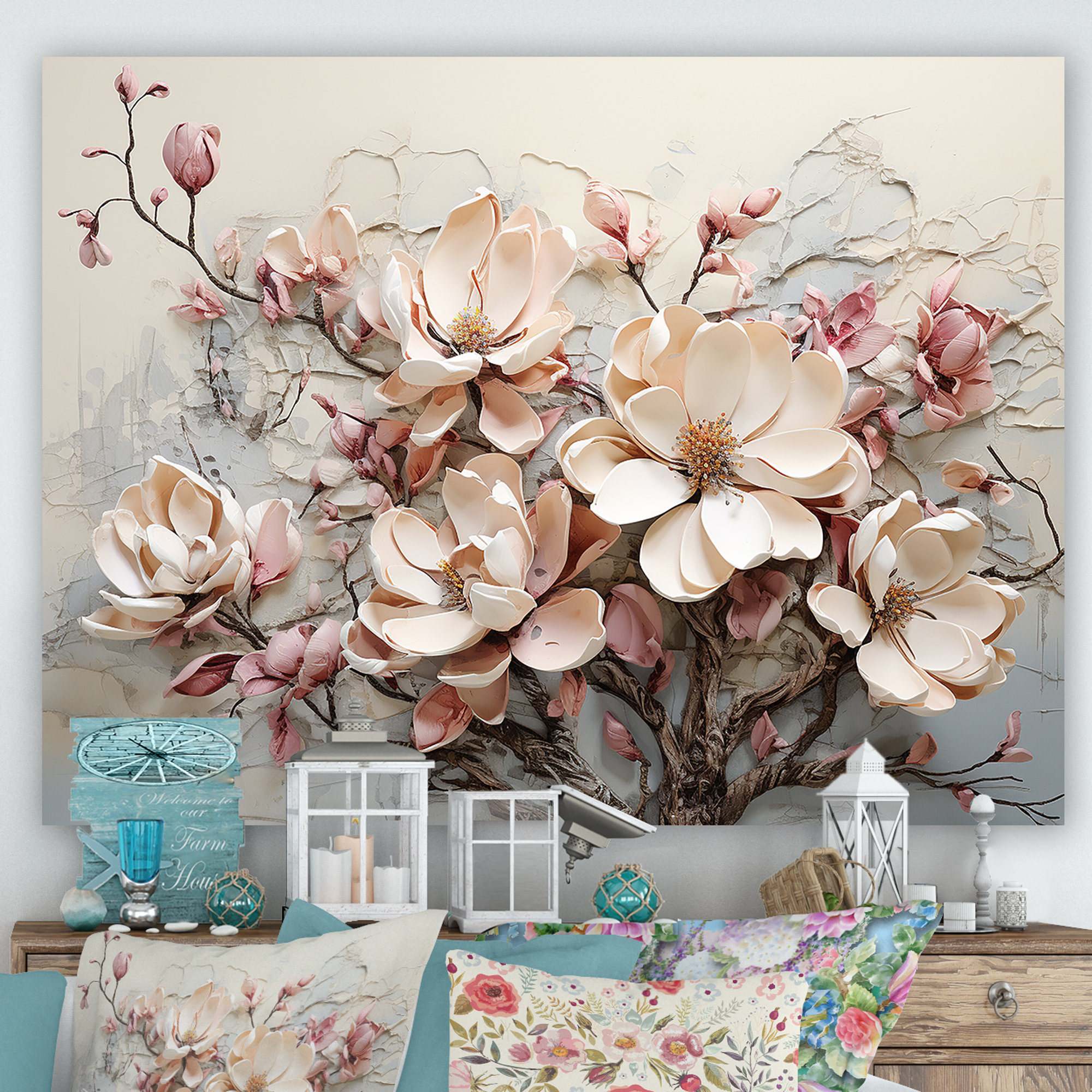 Winston Porter Lavish Magnolia Tree III On Canvas Print | Wayfair