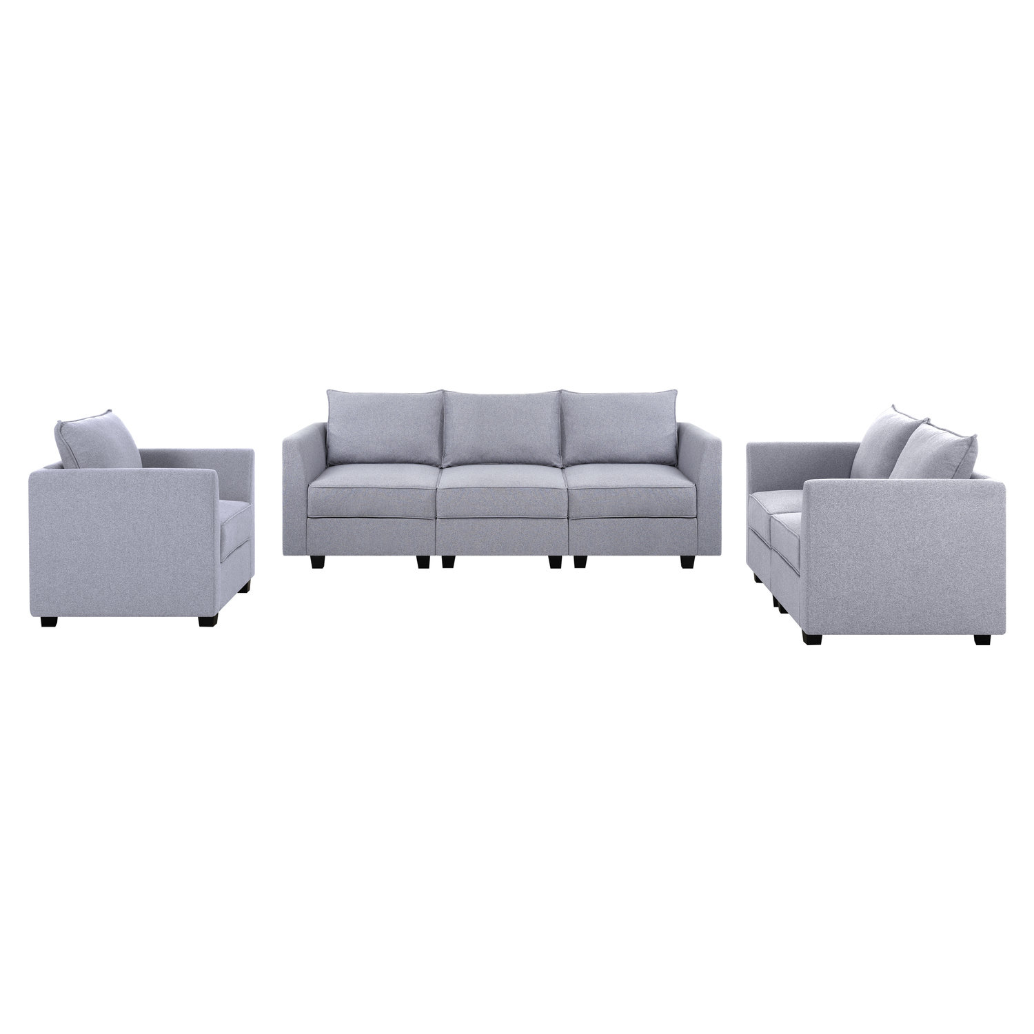 Ebern Designs Lyndzee Modular Sectional Linen 3-Piece Sofa Set with ...