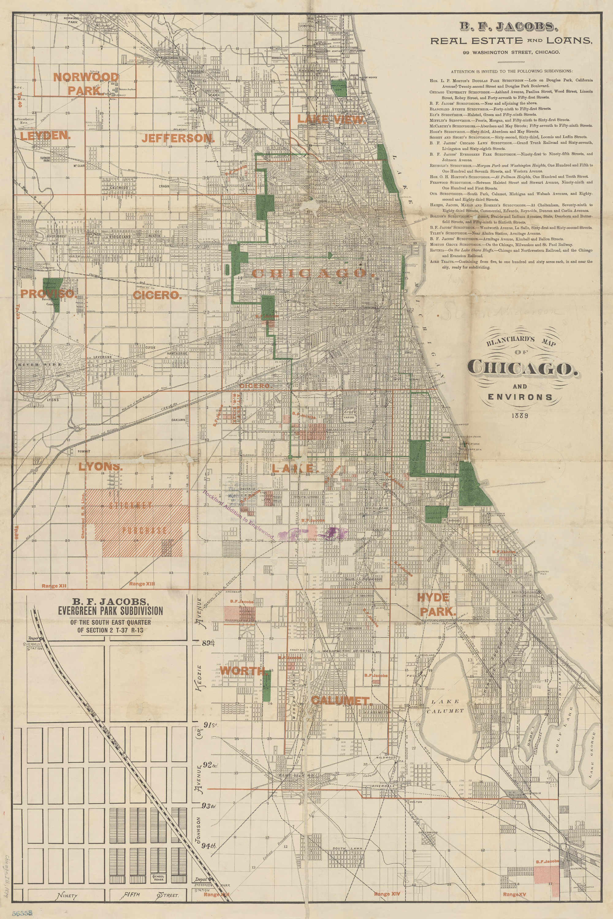 Williston Forge Chicago 1889 Map On Canvas by Wild Apple Portfolio ...