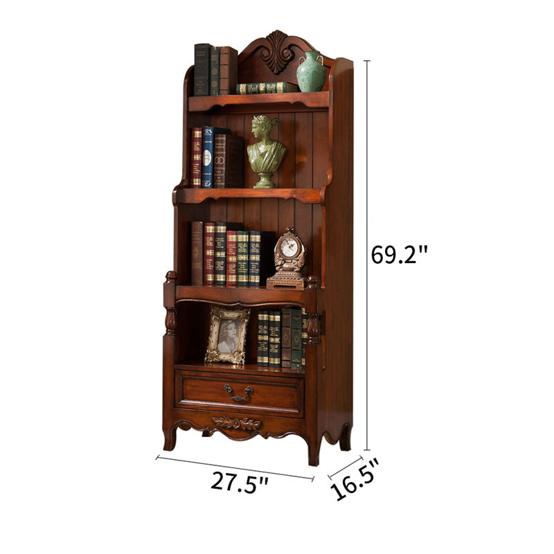 Romero European Style Solid Wood Carved Bookcase Bookcase | Wayfair
