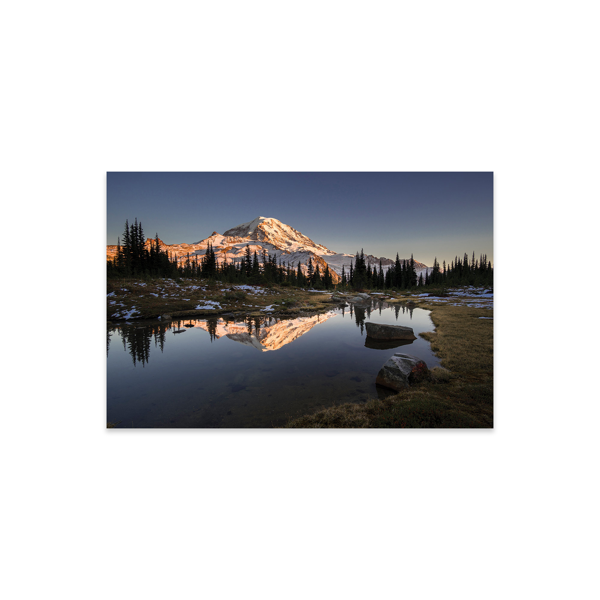 Millwood Pines Arianie USA, WA. Tarn In Spray Park Reflects Mt. Rainier ...