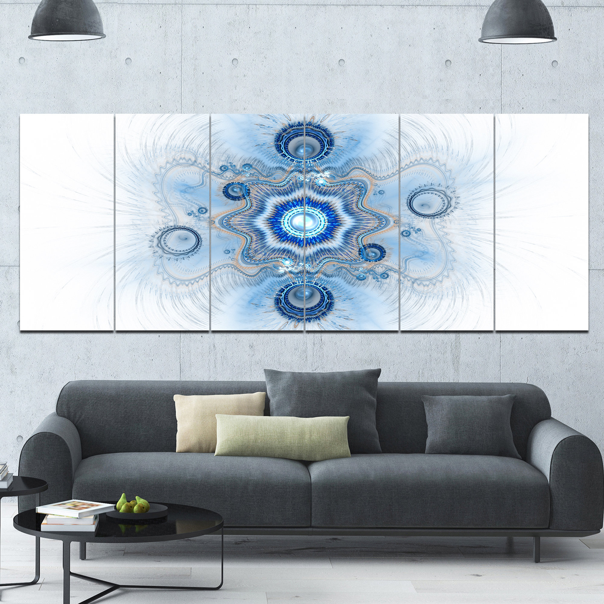 Design Art 'Cabalistic Blue Star Flower' 6 Piece Graphic Art Print Set ...