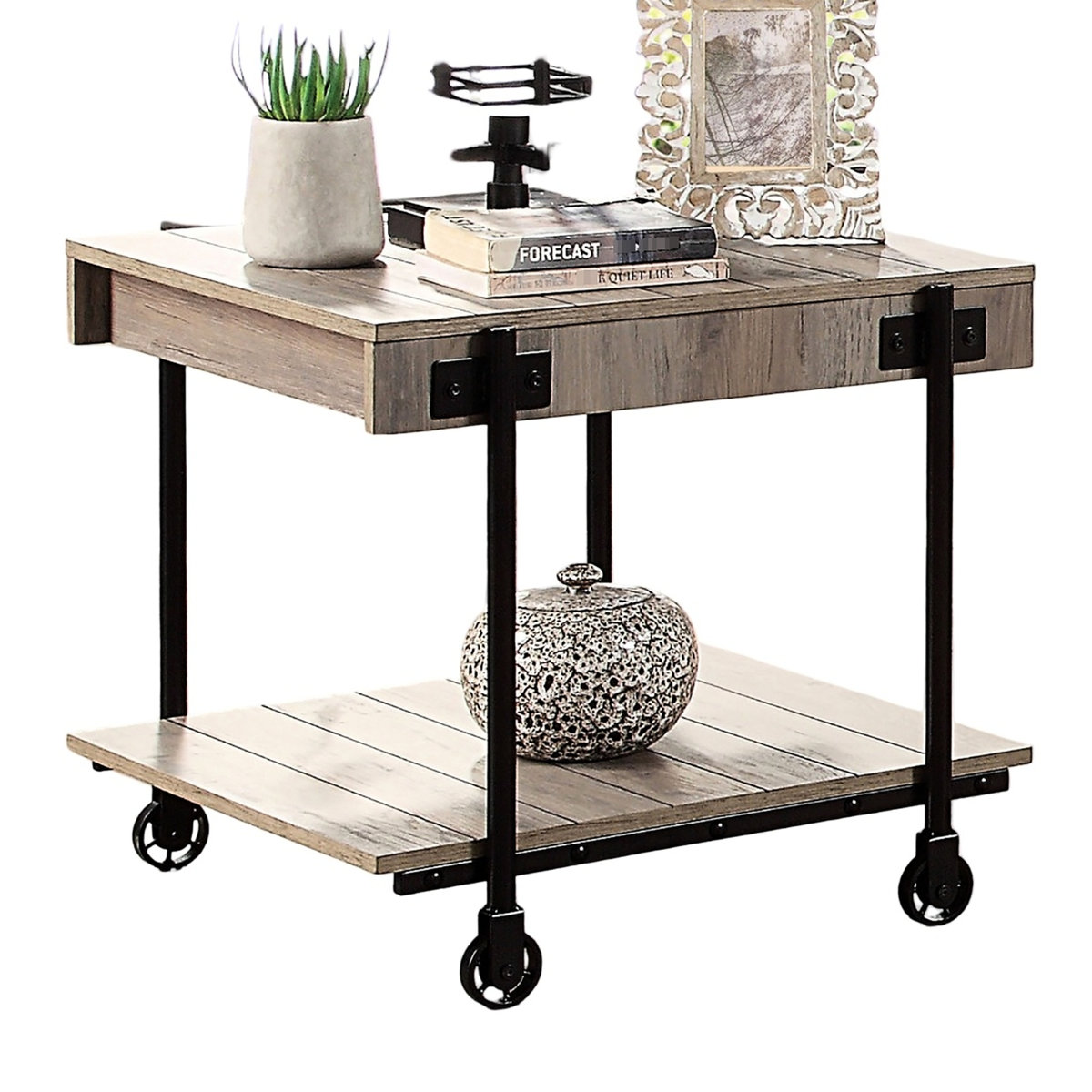 Ophelia & Co. Industrial Style, End Table, Slat Design, Replicated Wood ...