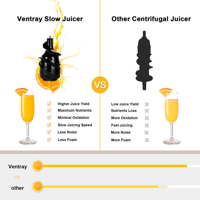 VENTRAY Compact Cold Press Masticating Juicer Machine | Wayfair