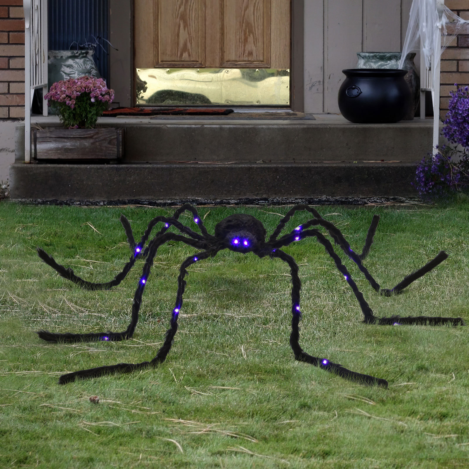 The Holiday Aisle® Halloween Giant Light Up Spider Decoration,outdoor ...