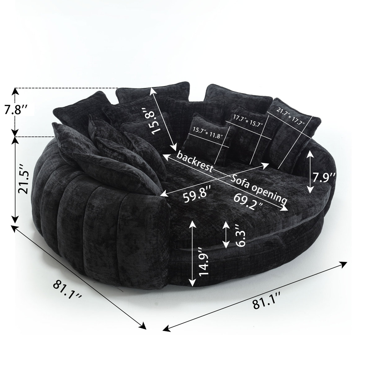 All-in furniture Oversized Bean Bag Sofa - Large Round Loveseat With ...