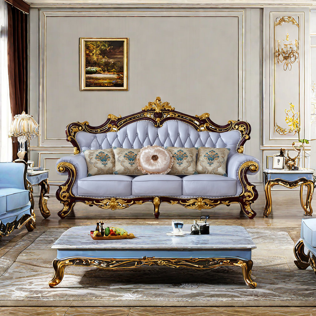 Romero European Style Living Room Solid Wood Carved Sofa 93.3 | Wayfair