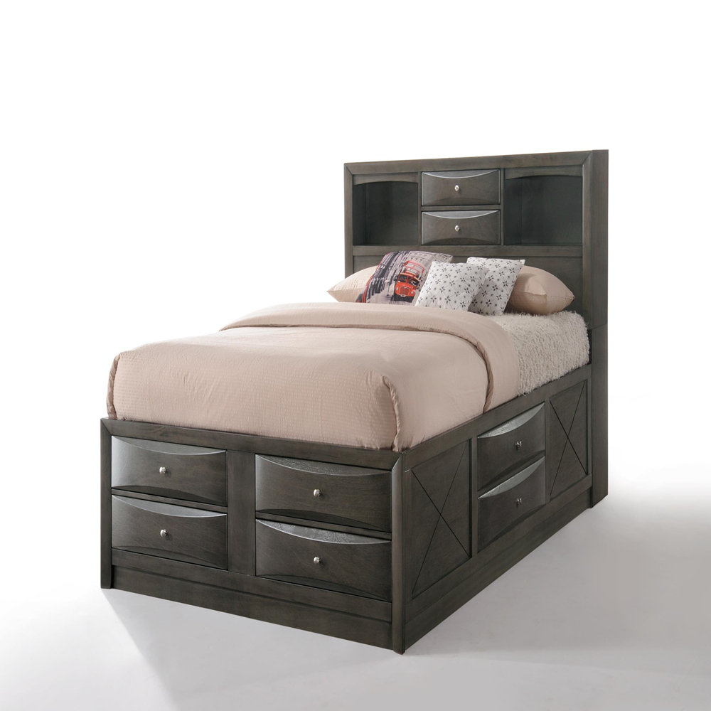 One Allium Way® Ireland Gray Oak Finish Full Bed W/Storage | Wayfair