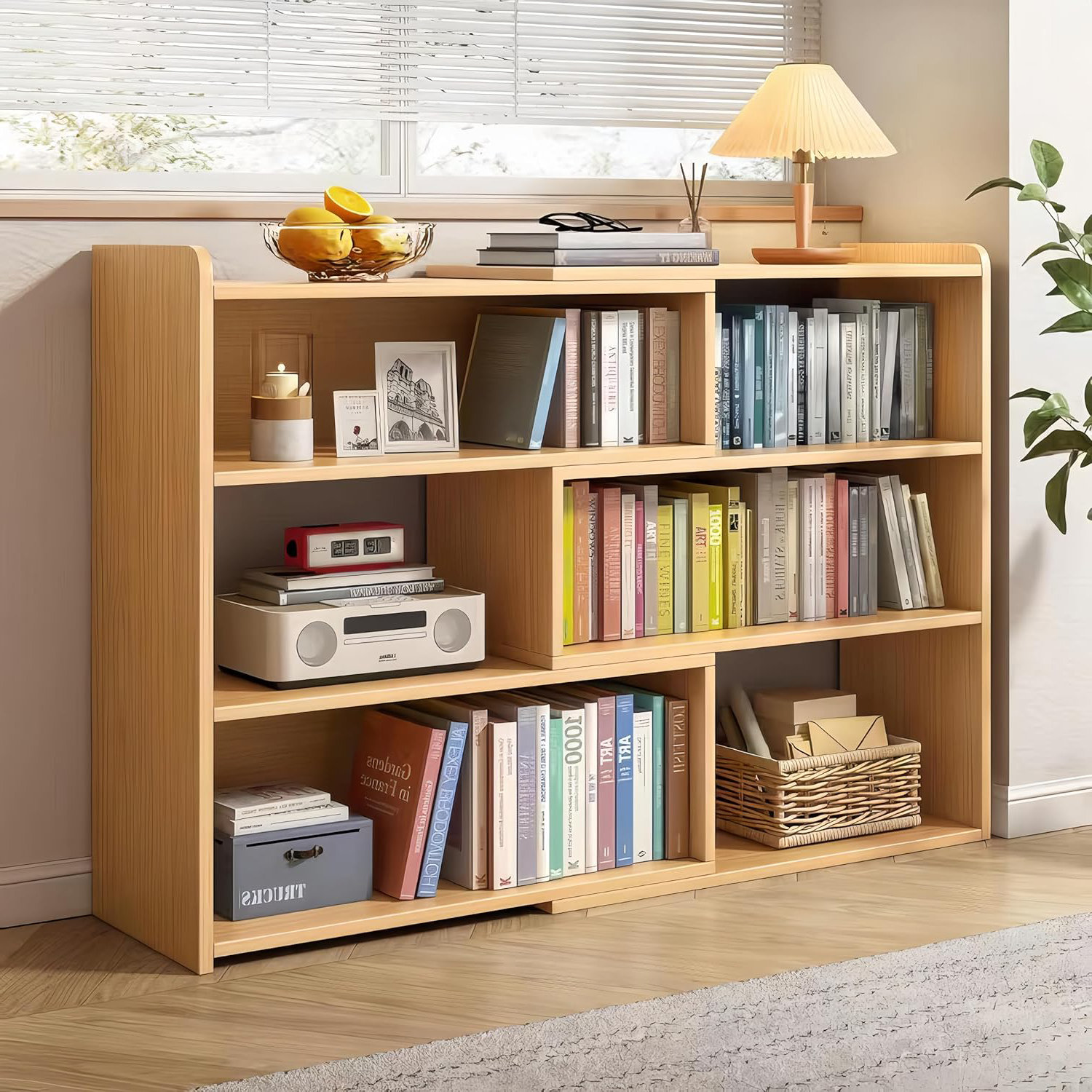 Latitude Run® 4-Tier Wooden Bookshelf, Expandable Bookcase, Modern ...