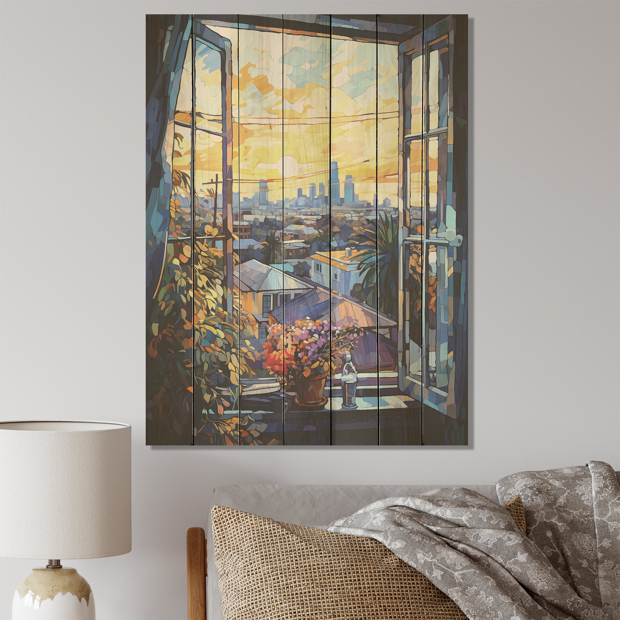 Winston Porter Los Angeles Sunset Window View Florals - Floral Window ...