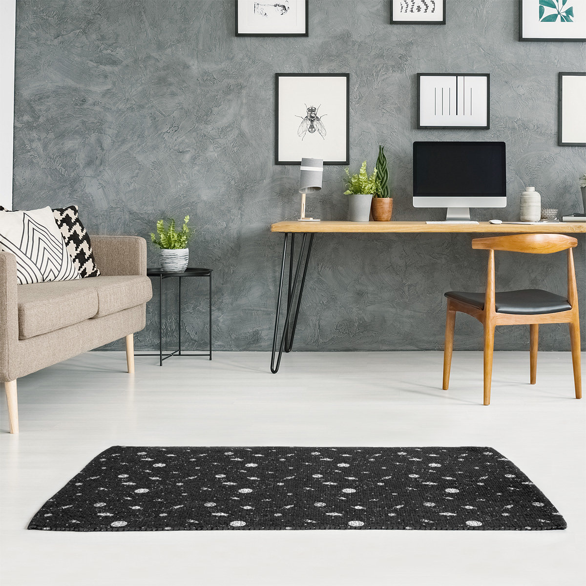 East Urban Home Outer Space Black/White Area Rug - Wayfair Canada