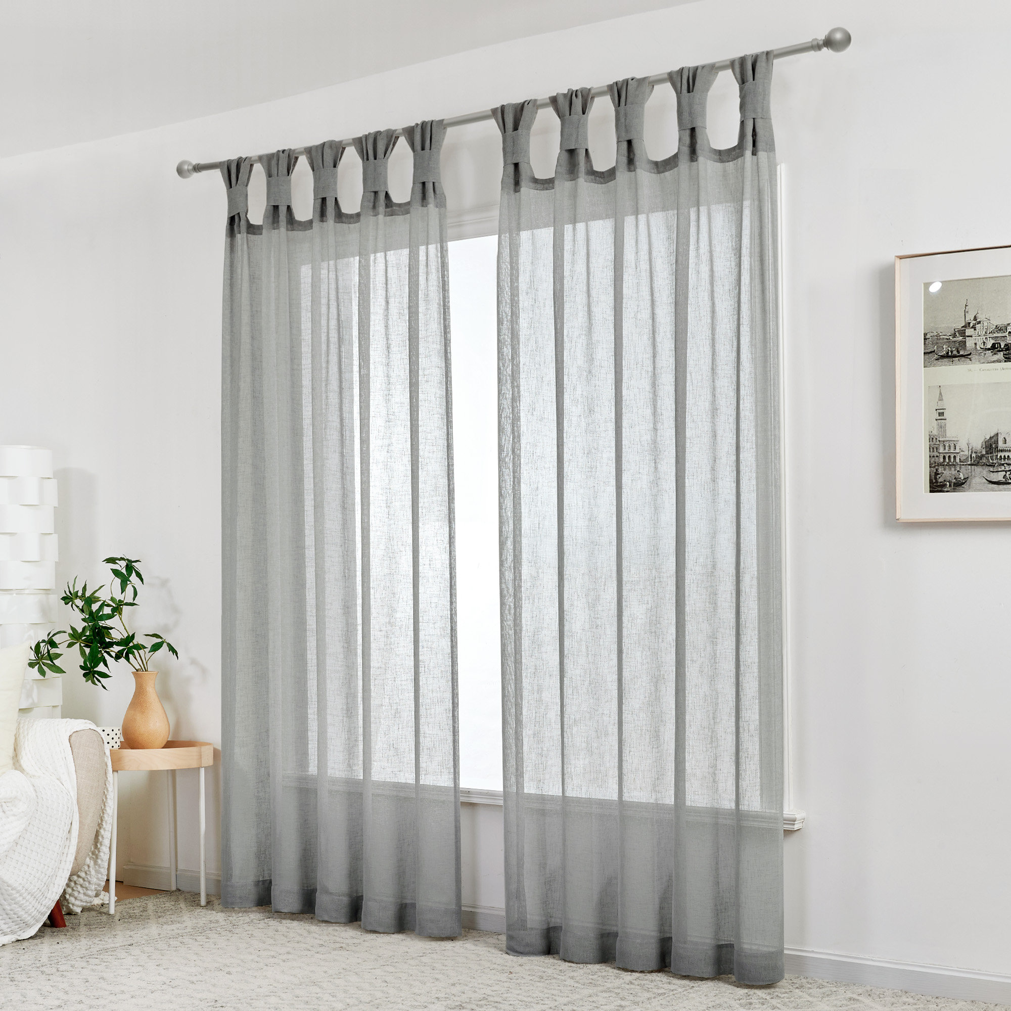 Ebern Designs Twist Tab Top Chic Semi Sheer Curtain Drapes(Set of 2 ...