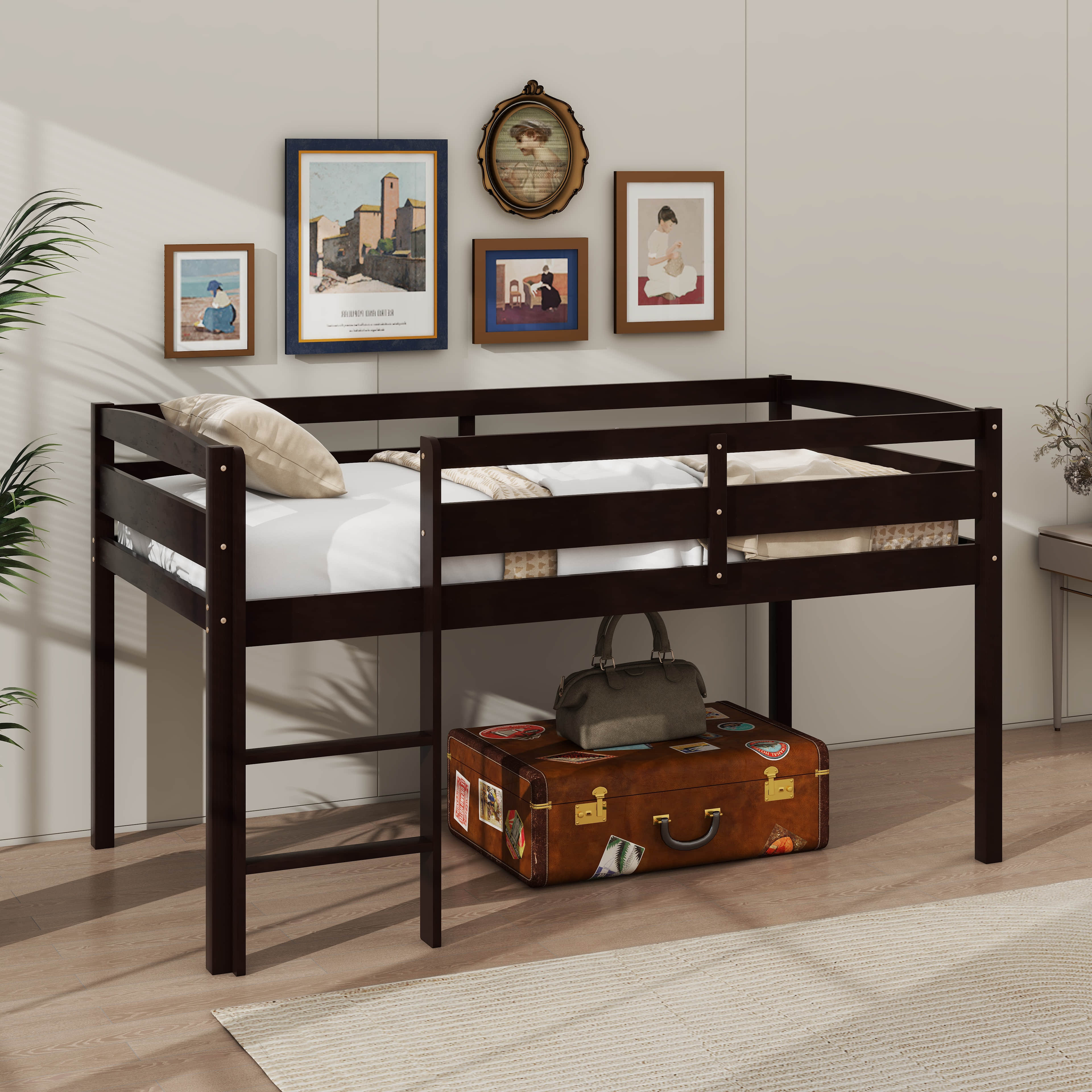 Dakota Fields Cozy Low-Profile Twin Wood Loft Bed With Attached Ladder - Wayfair Canada