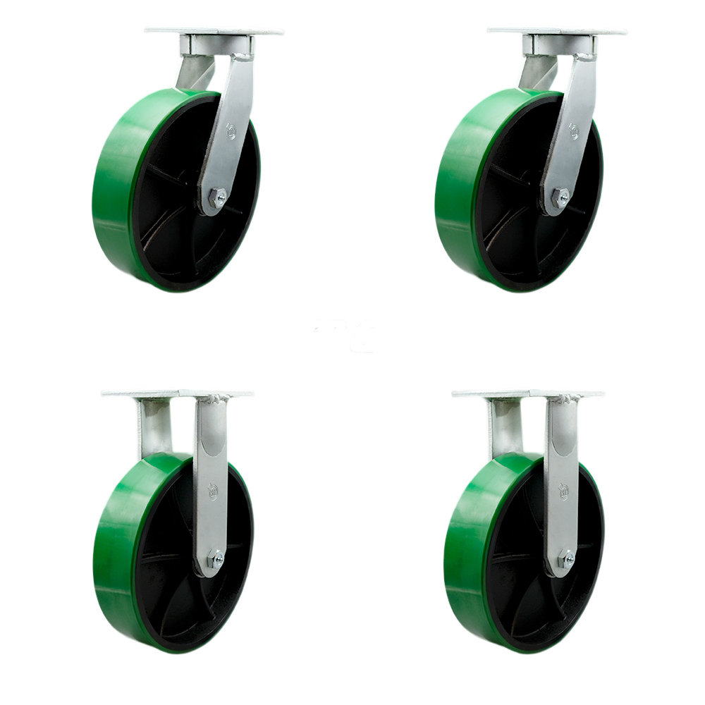 Service Caster 4 Piece Heavy Duty Poly on Cast Iron Caster Set ...