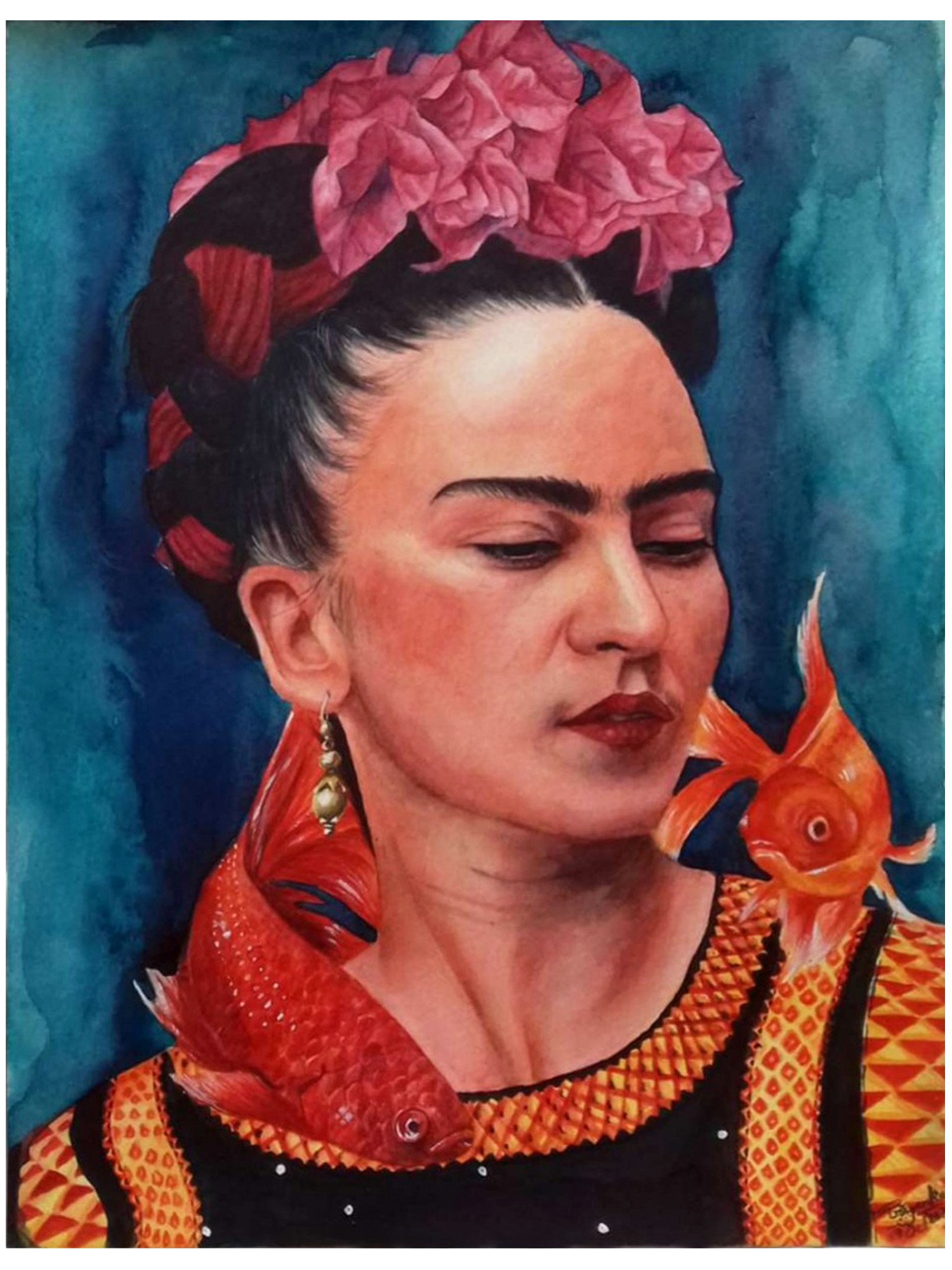 Exotic India Beautiful Painting Of Frida Kahlo | Watercolor On Paper ...