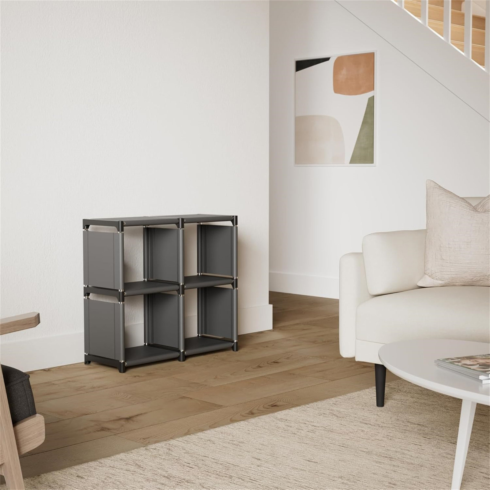 Rebrilliant Grid Bookshelf, Cube Storage Organizer, DIY Bookcase, Metal ...