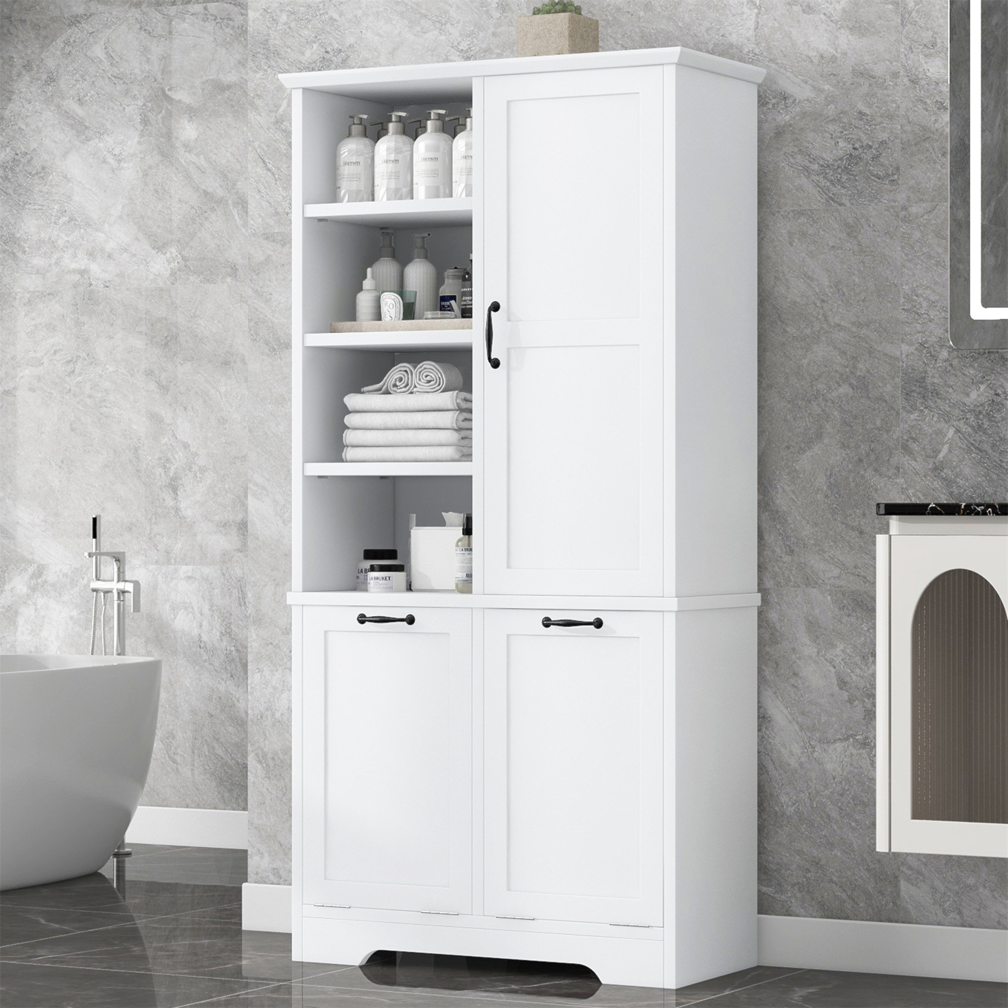 Red Barrel Studio Armoire de rangement pour salle de bain avec portes ...