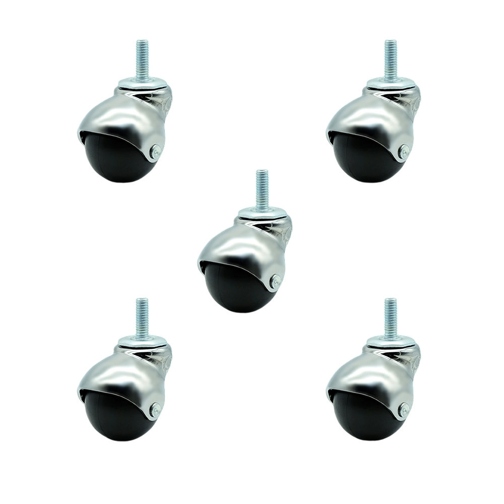 Service Caster 2 Inch Hooded 3/8 Inch Threaded Stem Ball Casters Set of ...