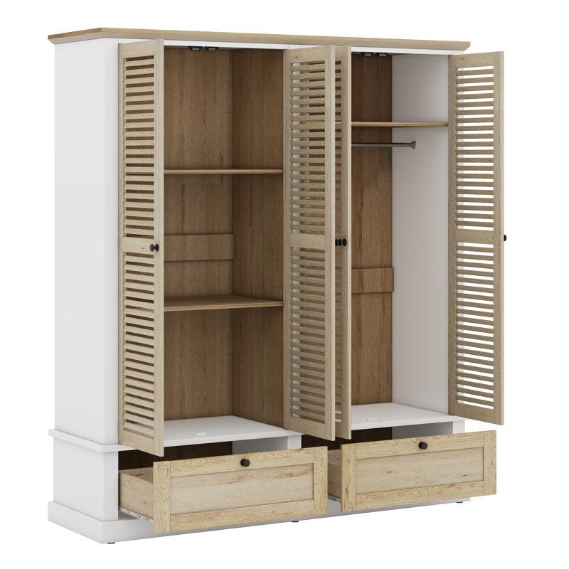 Cosmic 4 Shutter Door Wardrobe Armoire Closet With 2 Drawers | Wayfair