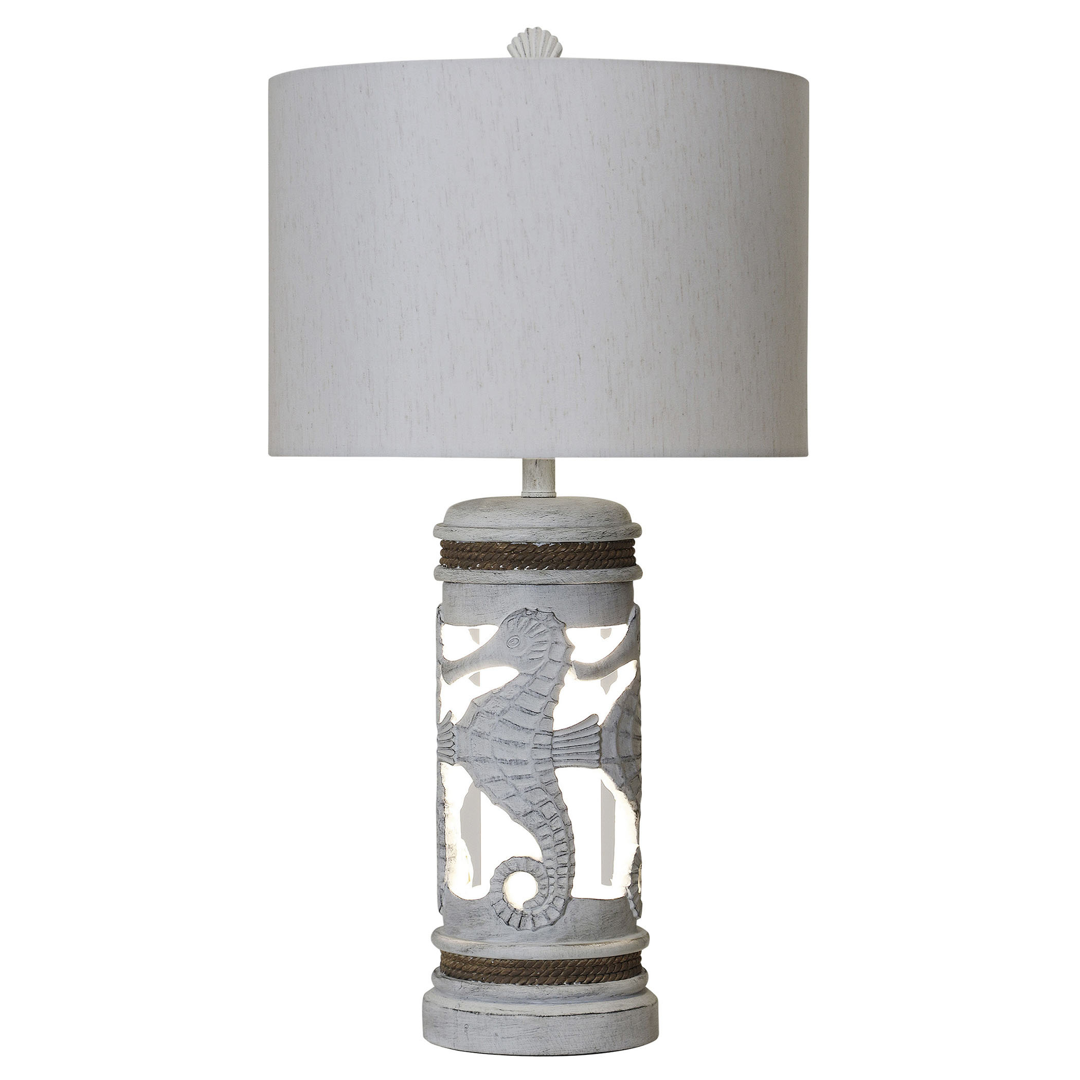 StyleCraft Home Main Sail White - Poly Table Lamp - Heathered Oatmeal ...