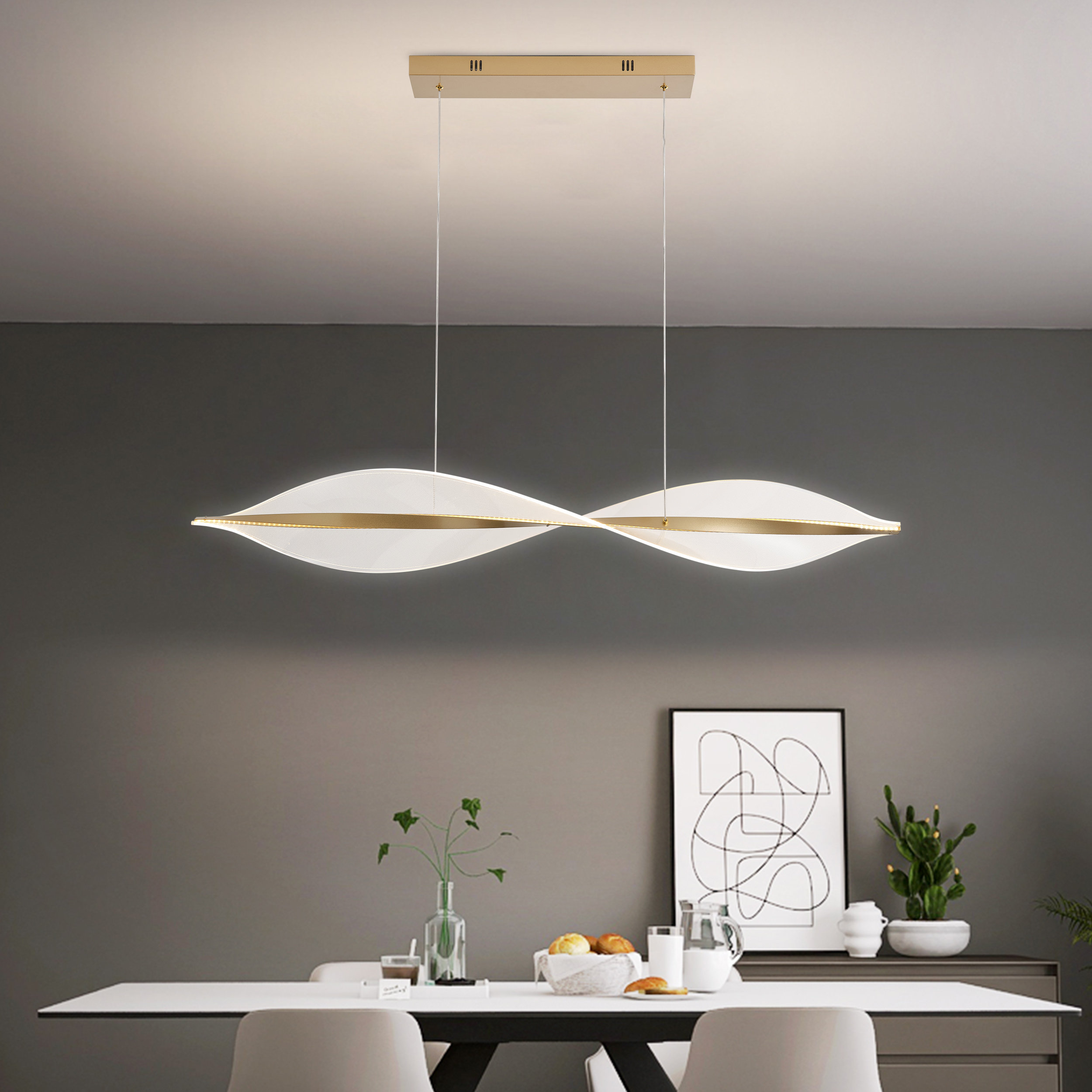 Mercer41 3000K LED Gold Modern Linear Pendant Light Fixture - Wayfair ...